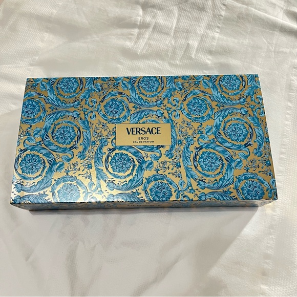 Versace | Other | Versace Blue And Gold Patterned Eros Eau De Parfum ...
